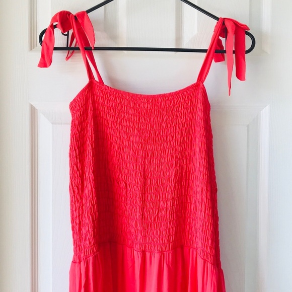 Culture Code | Dresses | Apple Red Smocking Tube Tiered Midi Dress ...